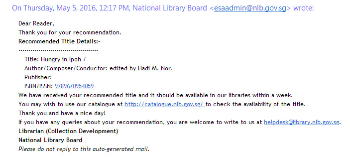 “Hungry in Ipoh” makes it to National Library of Singapore – WRITE NGEOW